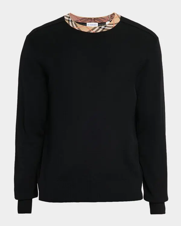 Burberry Check-trim Wool Sweater - Black