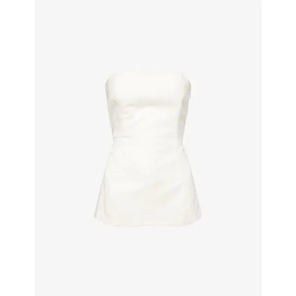 TALA Longline Strapless Cotton And Linen Top - Milk