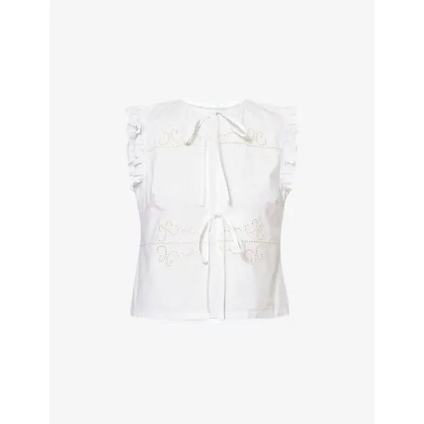 4TH & RECKLESS Heidi Embroidered Cotton-poplin Top