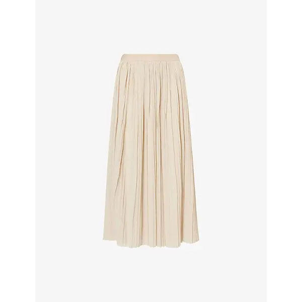 Max Mara Pleated Cotton-blend Midi Skirt