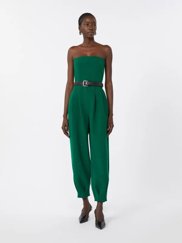 Max Mara Bonded Stretch Sable Jumpsuit - Emerald
