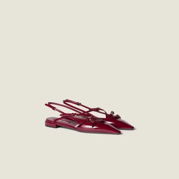 Miu Miu Patent Leather Slingback Ballerinas - Crimson
