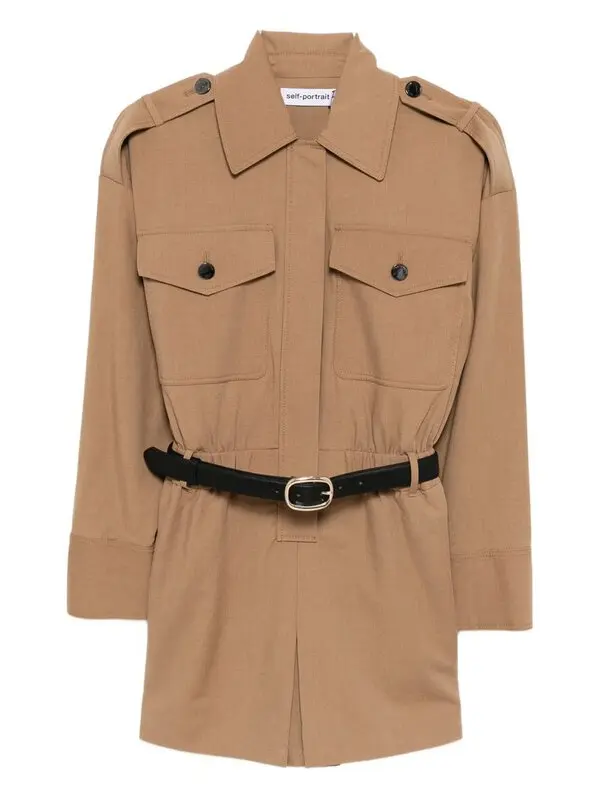 SELF-PORTRAIT Twill Playsuit - Beige