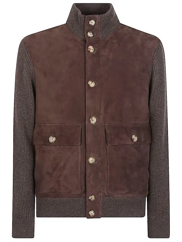 Brunello Cucinelli Leather And Cashmere Bomber Jacket