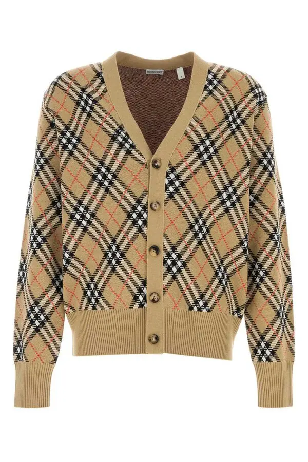 Burberry Embroidered Wool Blend Cardigan - Multicolor