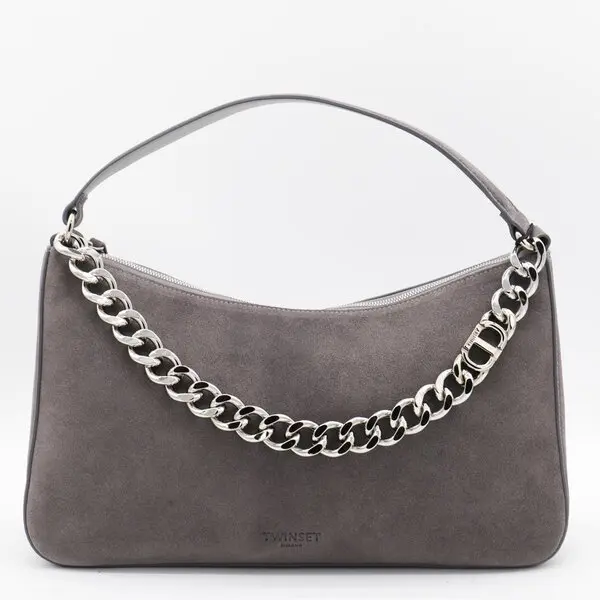TWINSET Liliane Shoulder Bag - Medium Melange Grey/nickel