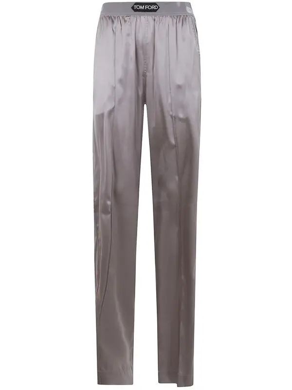 TOM FORD Stretch Silk Satin Pajama Trousers - Grey