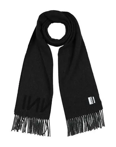 GANNI Scarf Charcoal Recycled Wool, Wool