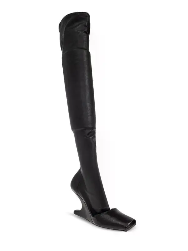 Rick Owens Leather Over-the-knee Wedge Boots