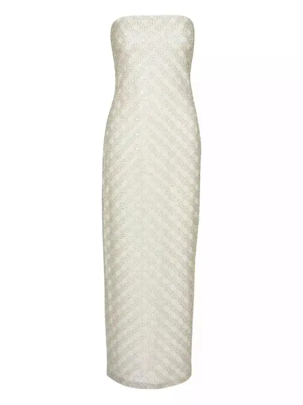 Remain Birger Christensen Sequin Embellished Strapless Gown - White