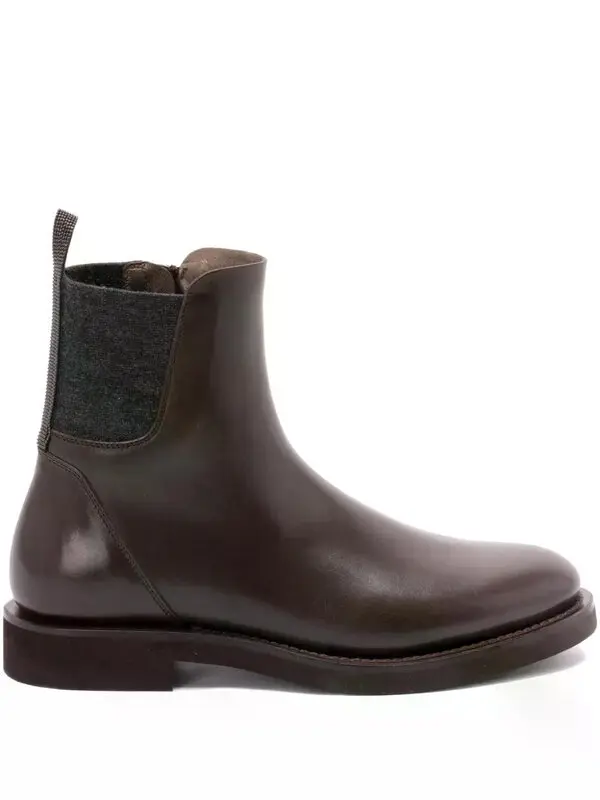 Brunello Cucinelli 30mm Monili-chain Leather Ankle Boots