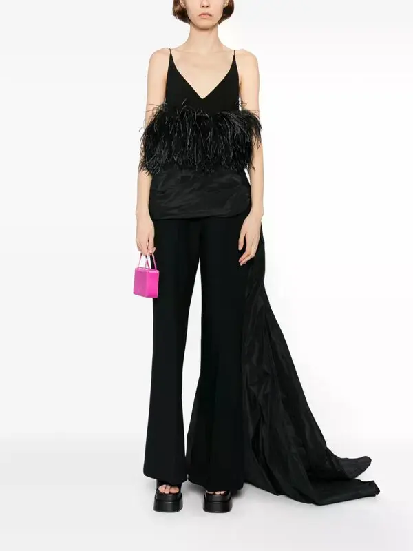 ISABEL SANCHIS Taffeta Draped Flare Pants