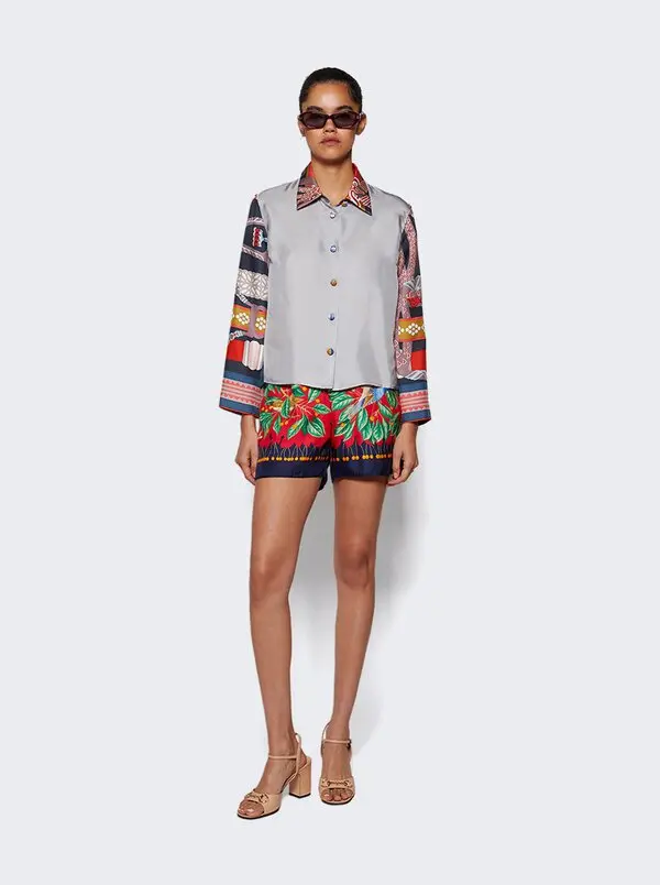 LILY EVE Silk Shirt And Shorts Set