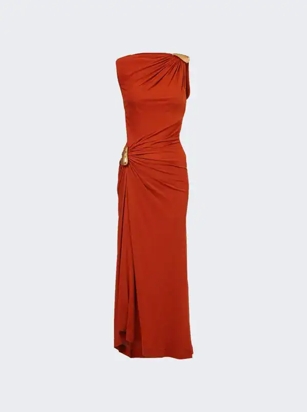 Bottega Veneta Gathered Maxi Dress - Orange | Editorialist