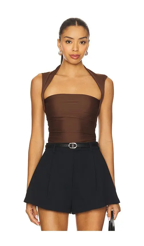 Amanda Uprichard Short Sleeve Momo Top - Chocolate Brown