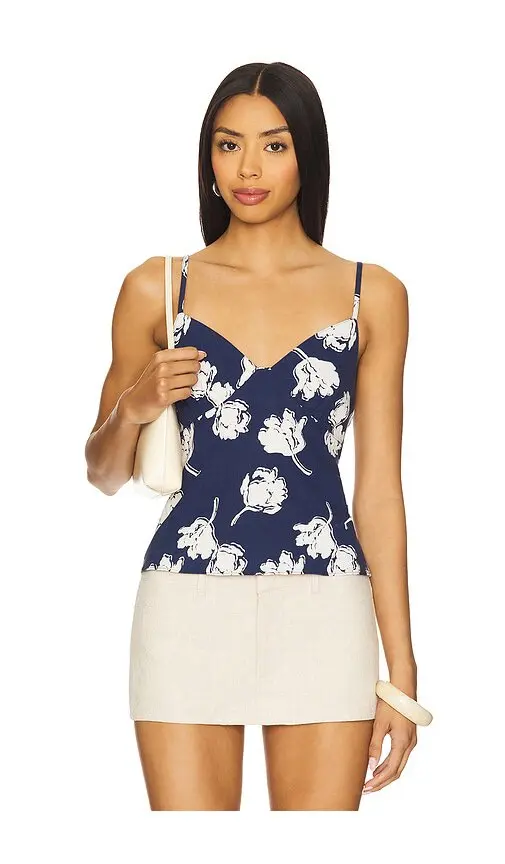 Free People Susie Printed Top - Navy Combo