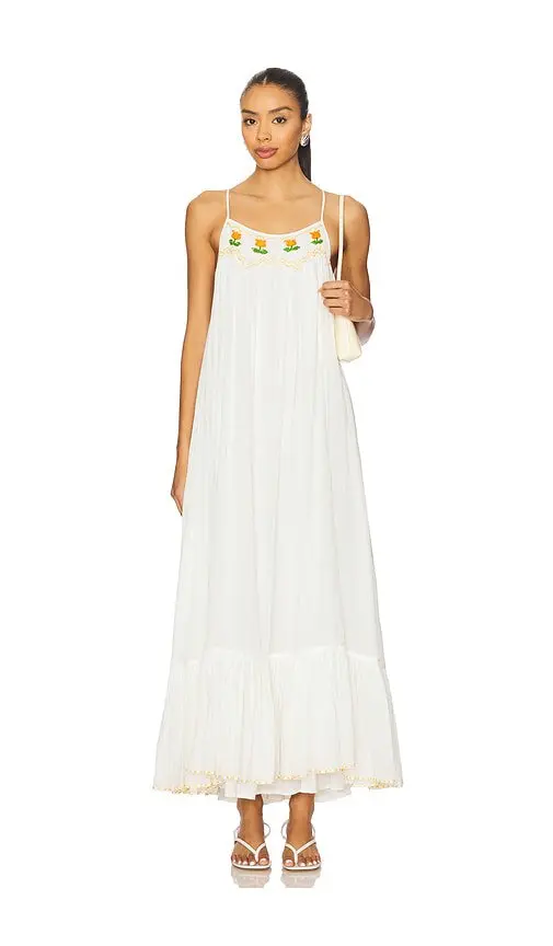 Free People Tip Toeing Tulip Midi Dress - Whisper White