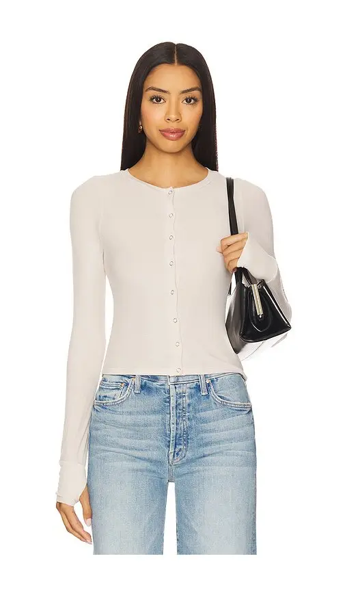 Michael Lauren Vesca Snap Front Tee - Cloud