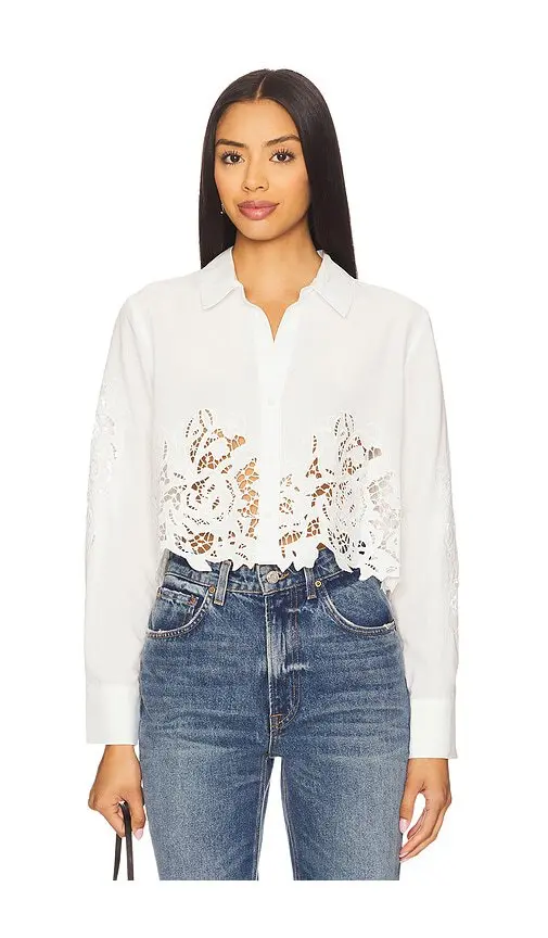 L'Agence Seychelle Cropped Buttondown Top
