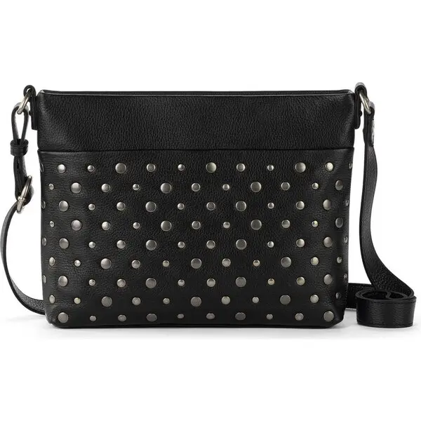 THE SAK Melrose Leather Crossbody Bag - Black Silver Stud