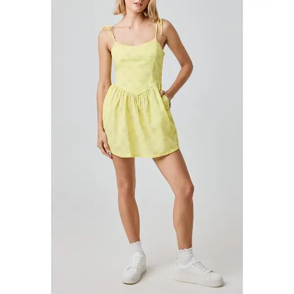 FLORENCE BY MILLS Lace Trim Tie Strap Minidress - Capri Floral