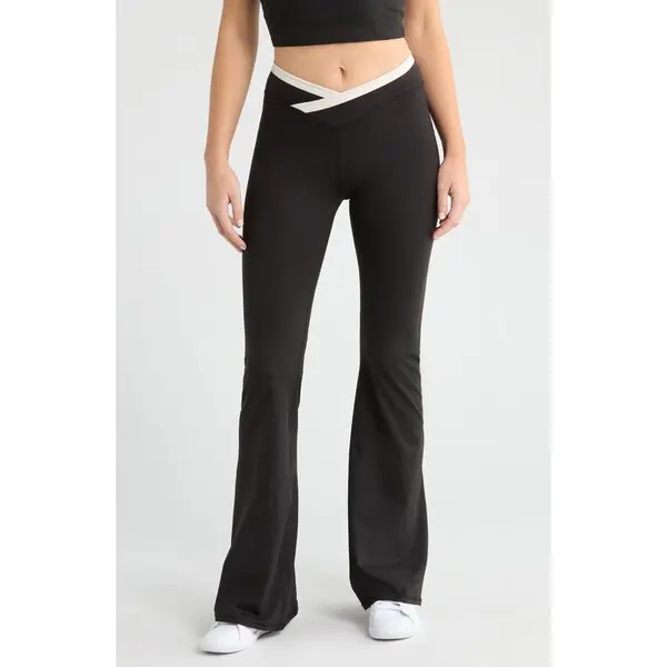 PACSUN Contrast Crossover Flare Leggings - Meteorite