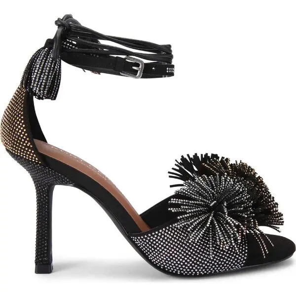 Kurt Geiger Pompom Ankle Strap Sandals - Charcoal