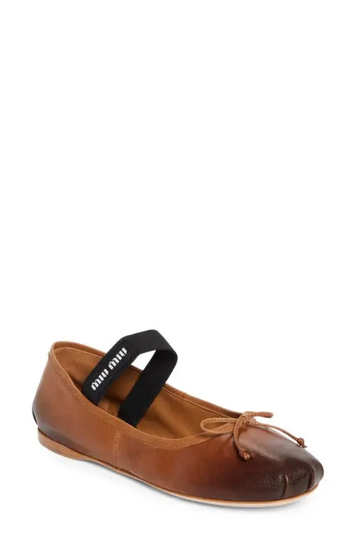 Miu Miu Ballerina Flat With Logo Band