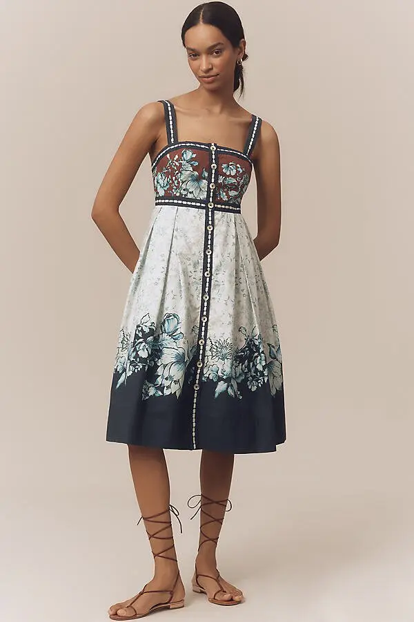 Maeve Sleeveless Square-neck Midi Dress