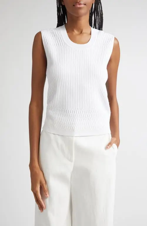 St. John Mixed Stitch Fine Gauge Sleeveless Sweater