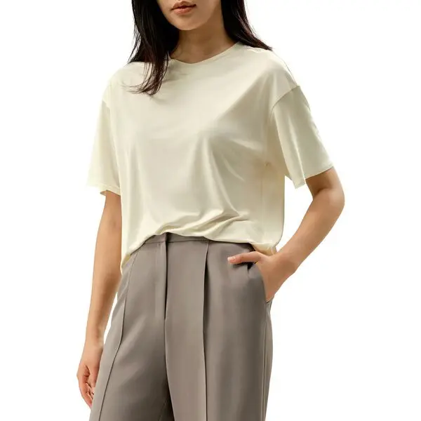 Lilysilk Oversized Silk Jersey Tee - Lily White