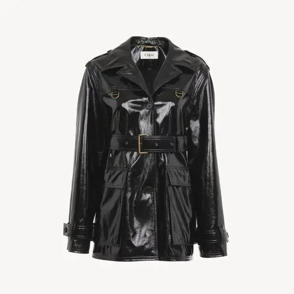 Chloé Belted Jacket In Coated Cotton