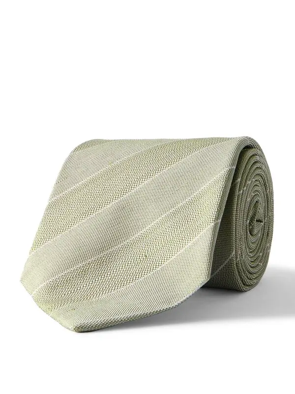 Richard James 8cm Striped Silk And Linen-blend Tie - Green