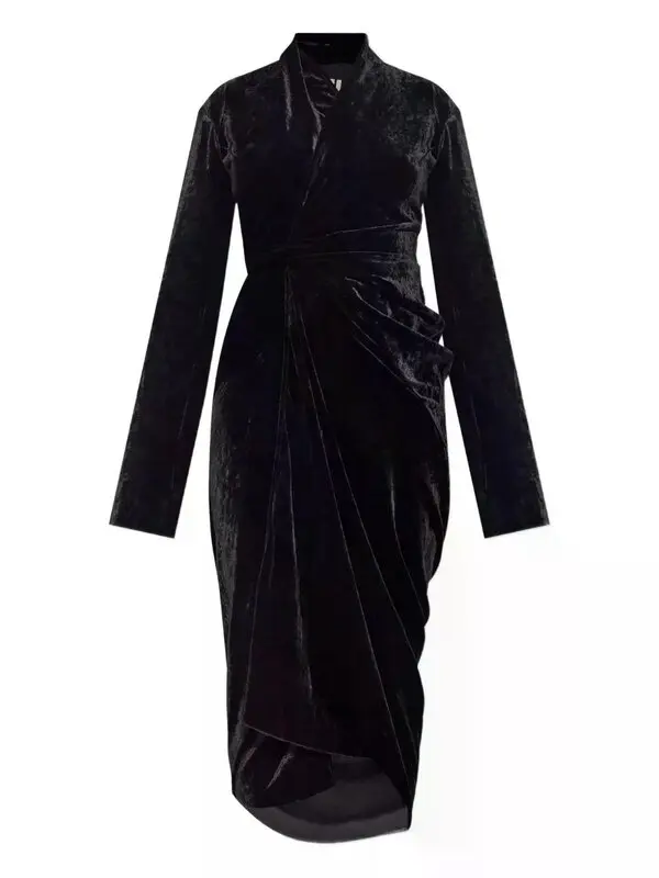 Rick Owens Draped Velvet Midi Dress - Black