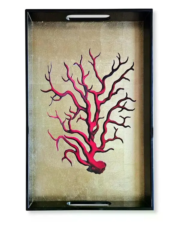 LES-OTTOMANS Coral-print Decorative Tray