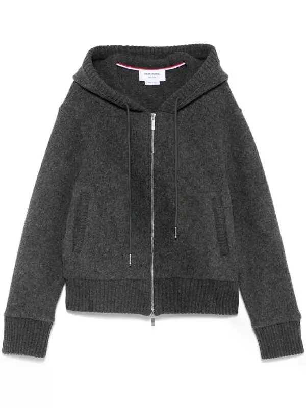 Thom Browne Zip-up Wool Hoodie - Grey