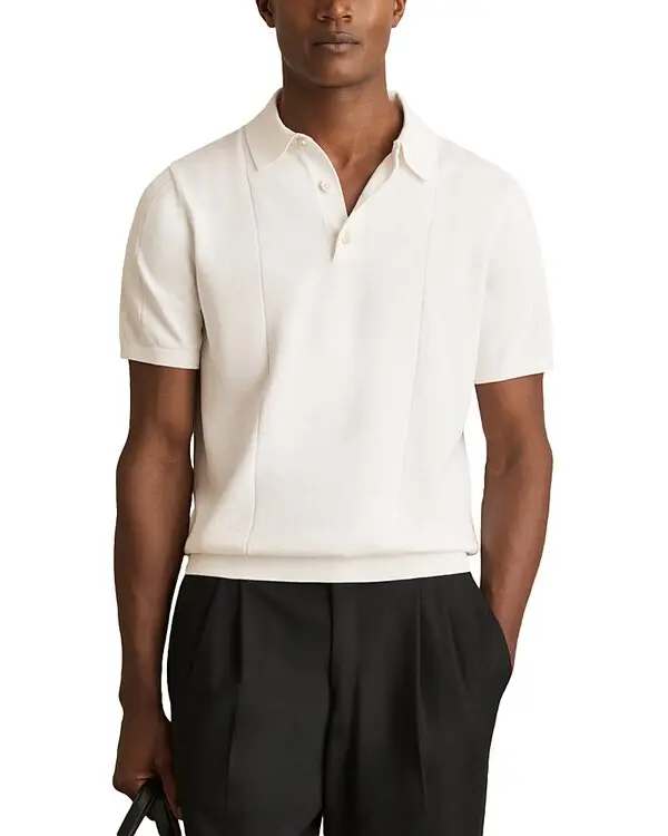 REISS Asher Regular Fit Knit Polo - Off White