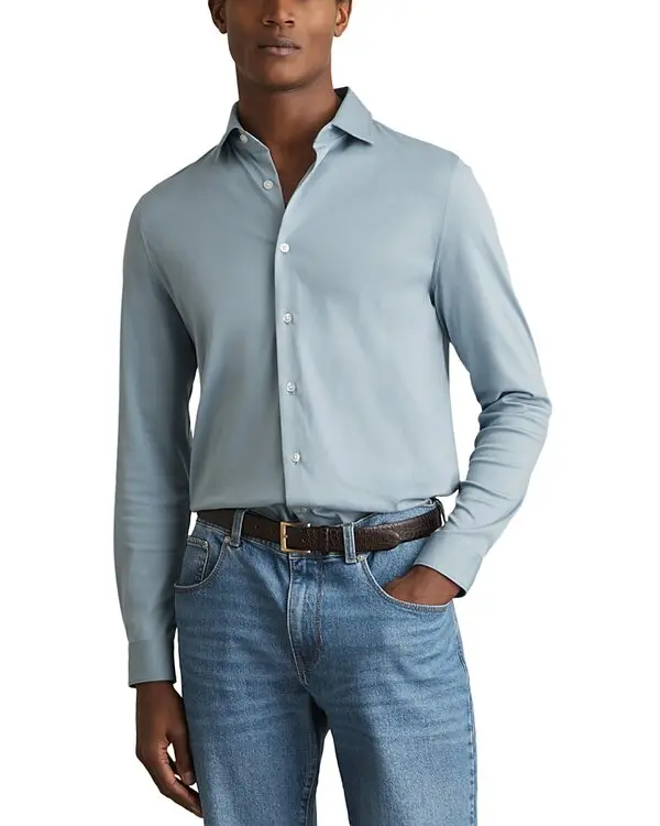 REISS Duke Slim Fit Soft Jersey Button Front Shirt