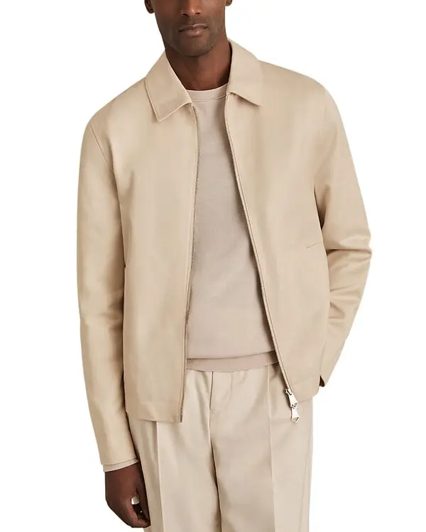 REISS Regular Fit Twill Trucker Jacket - Ecru