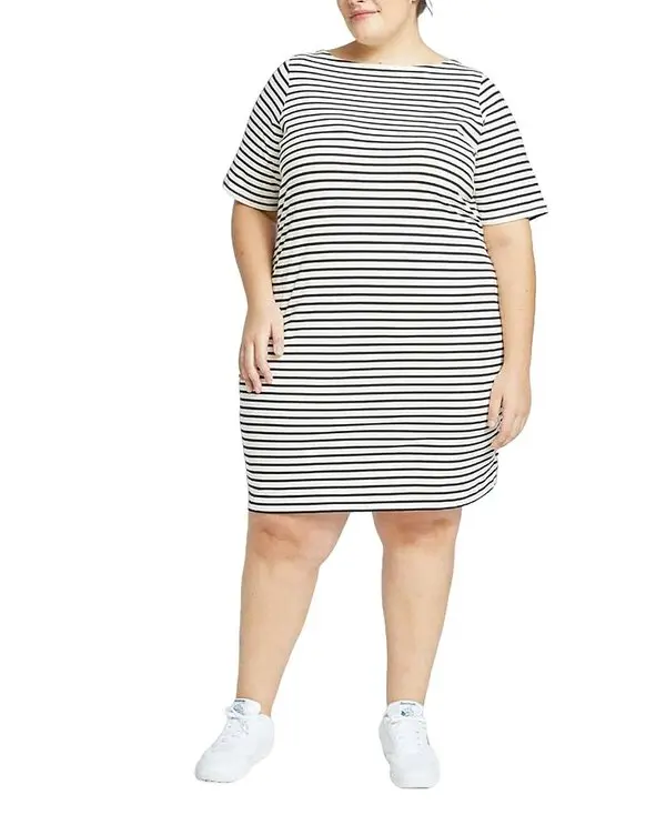Universal Standard Belle Breton Stripe Jersey Dress - Ecru/black Stripe