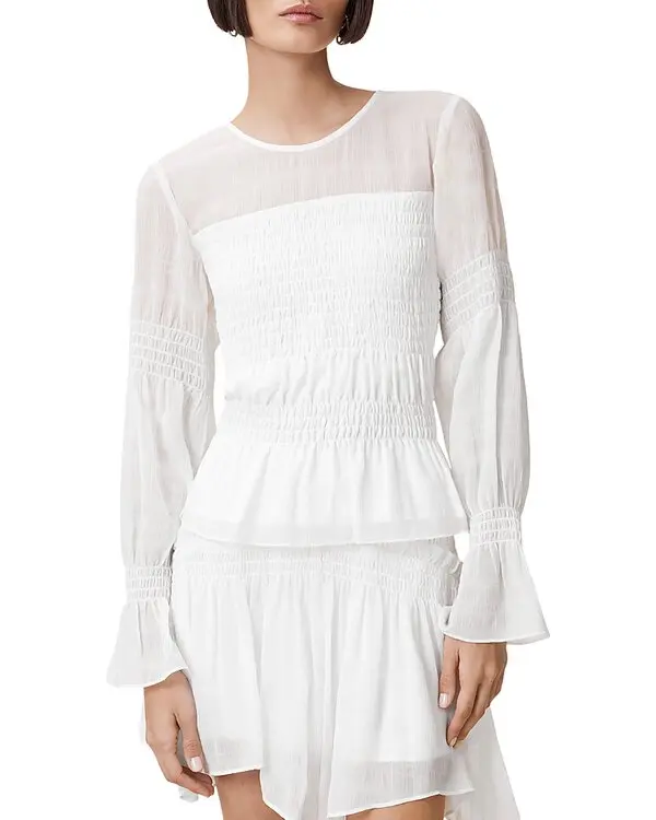 All Saints Pamela Shirred Peplum Top - Snow White