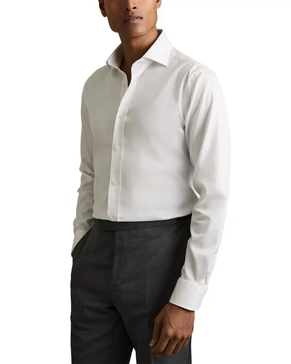 REISS Bishopsgate Regular Fit Stretch Cotton Shirt - White