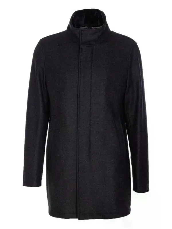 Herno High-neck Coat With Shearling Collar - Grey