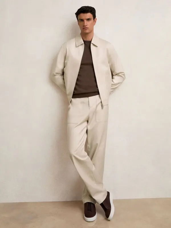 REISS Lyocell-cotton Blend Utility Trousers - Ecru