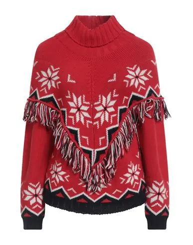 VICOLO Intarsia-knit Turtleneck With Fringes