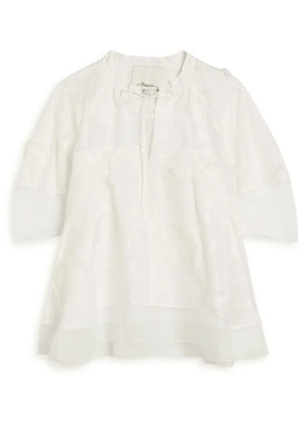 3.1 Phillip Lim Embroidered Tulle And Cotton Top