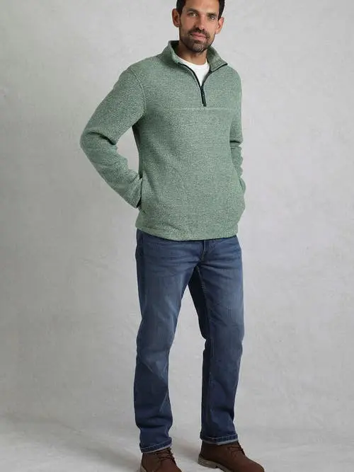 WEIRD FISH Laramie 1/4 Zip Fleece - Olive