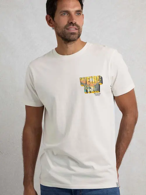 WEIRD FISH Wild Life Back Print Graphic T-shirt - Dusty White
