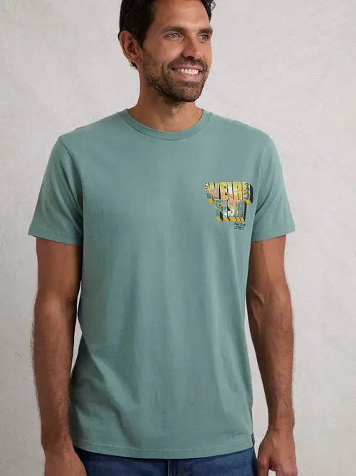 WEIRD FISH Wild Life Back Print Graphic T-shirt - Mineral Blue