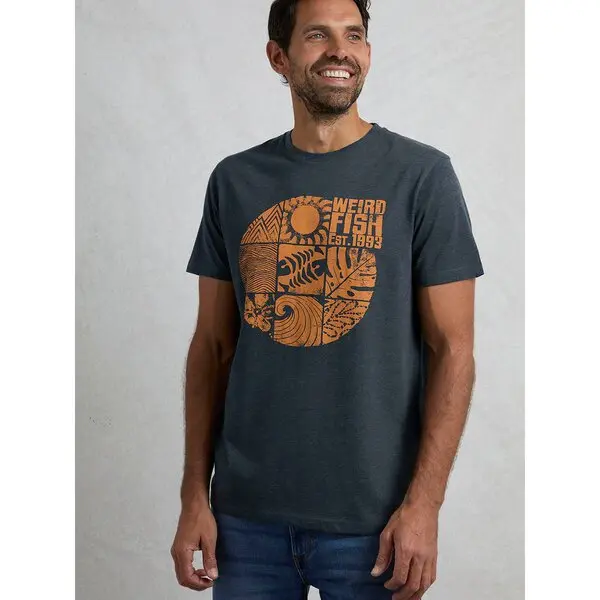 WEIRD FISH Summer Sector Graphic T-shirt - Navy